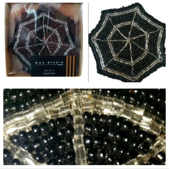 Max Studio | Dining | Max Studio Beaded Halloween Spiders Web Drink ...
